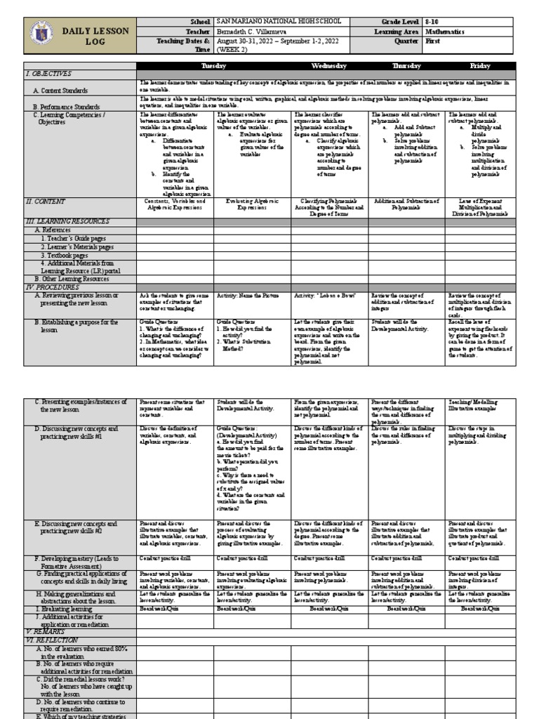 DLL - Week 3 | PDF | Polynomial | Variable (Mathematics)