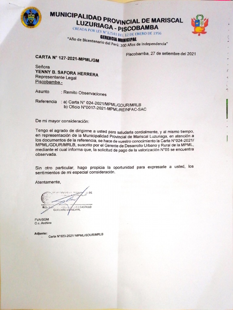 Carta de Obs Del Mes de Agosto | PDF