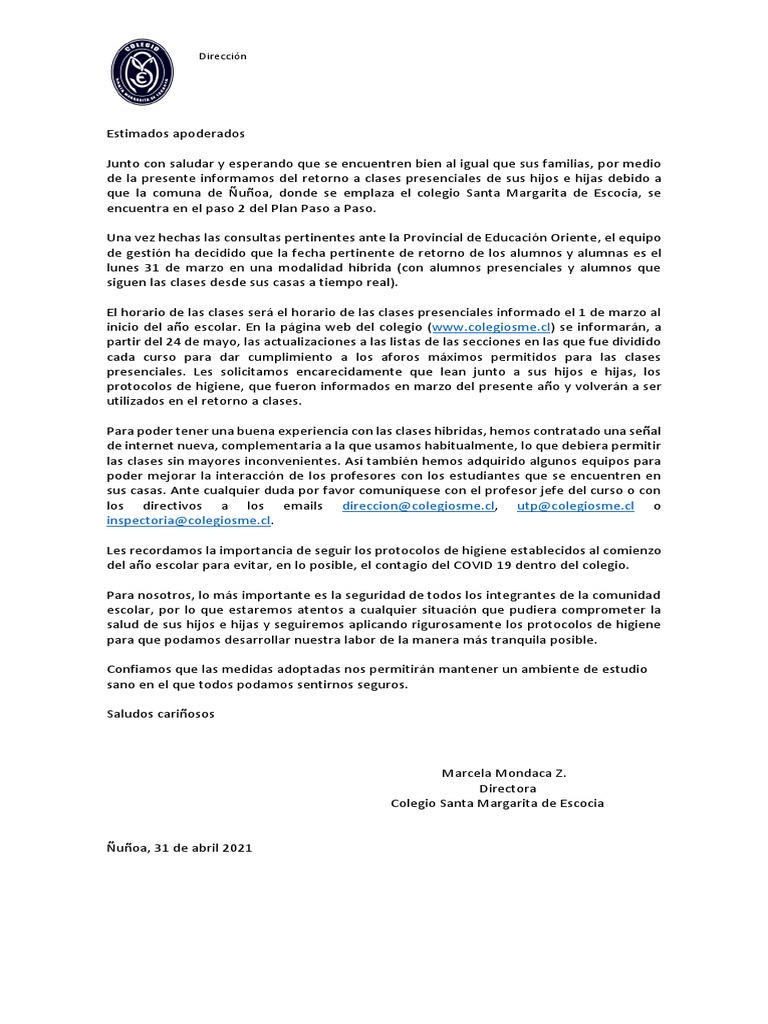 Carta Retorno Apoderados PDF | PDF