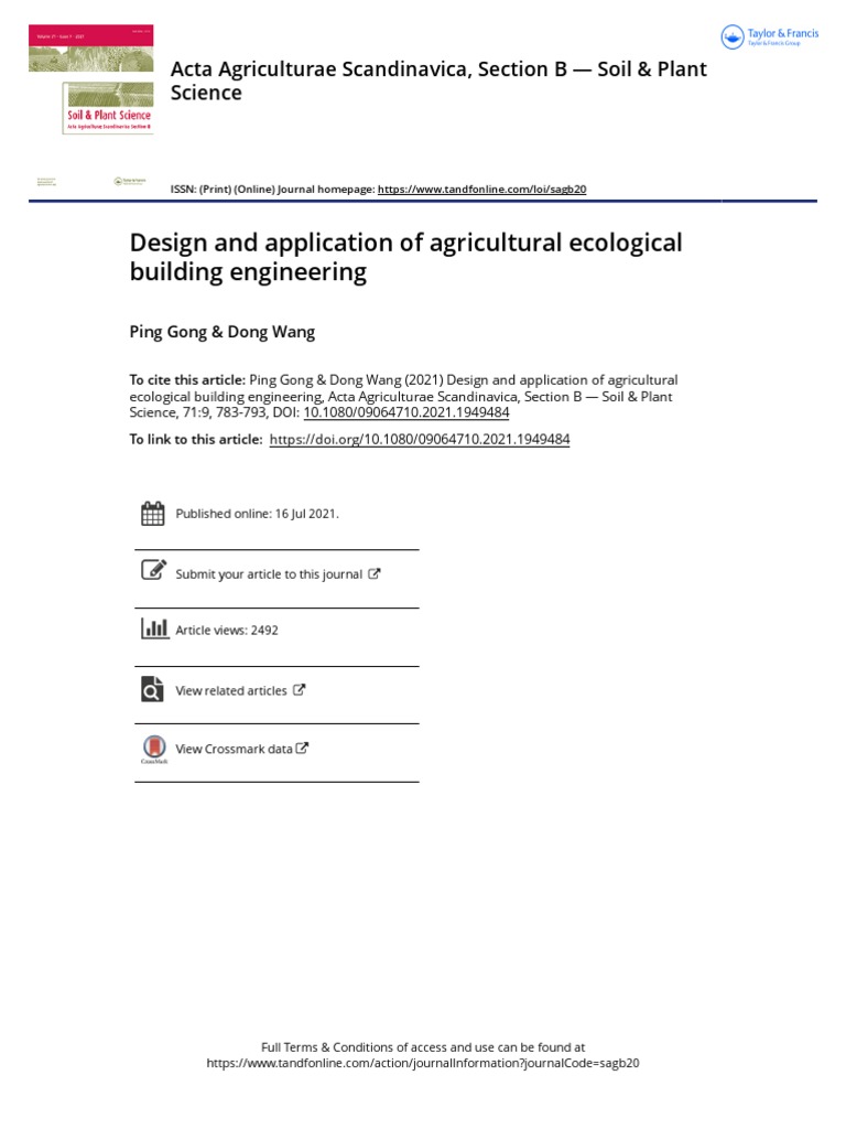 Design and Application of Agricultural Ecological Building Engineering ...