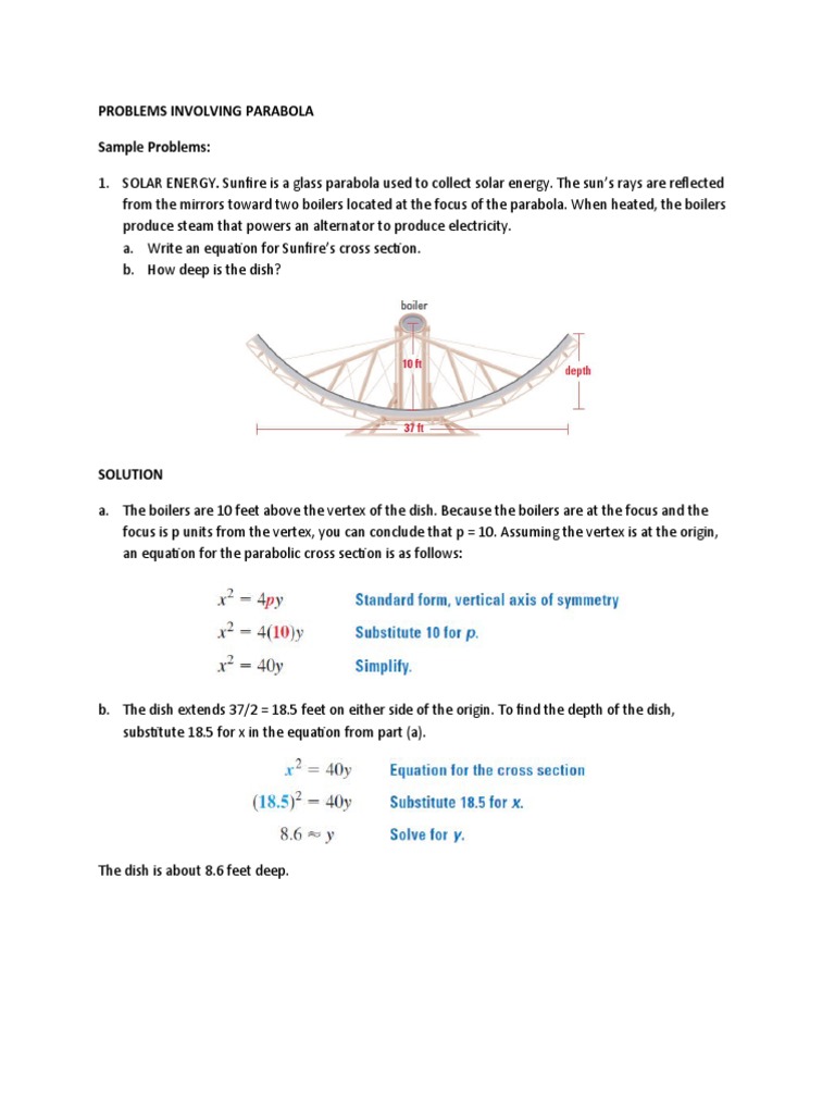 Problems Involving Parabola | PDF | Science & Mathematics