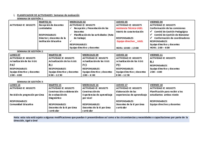 Ruta de Trabajo Semana de Gestion 01 | PDF | Aprendizaje | Cognición