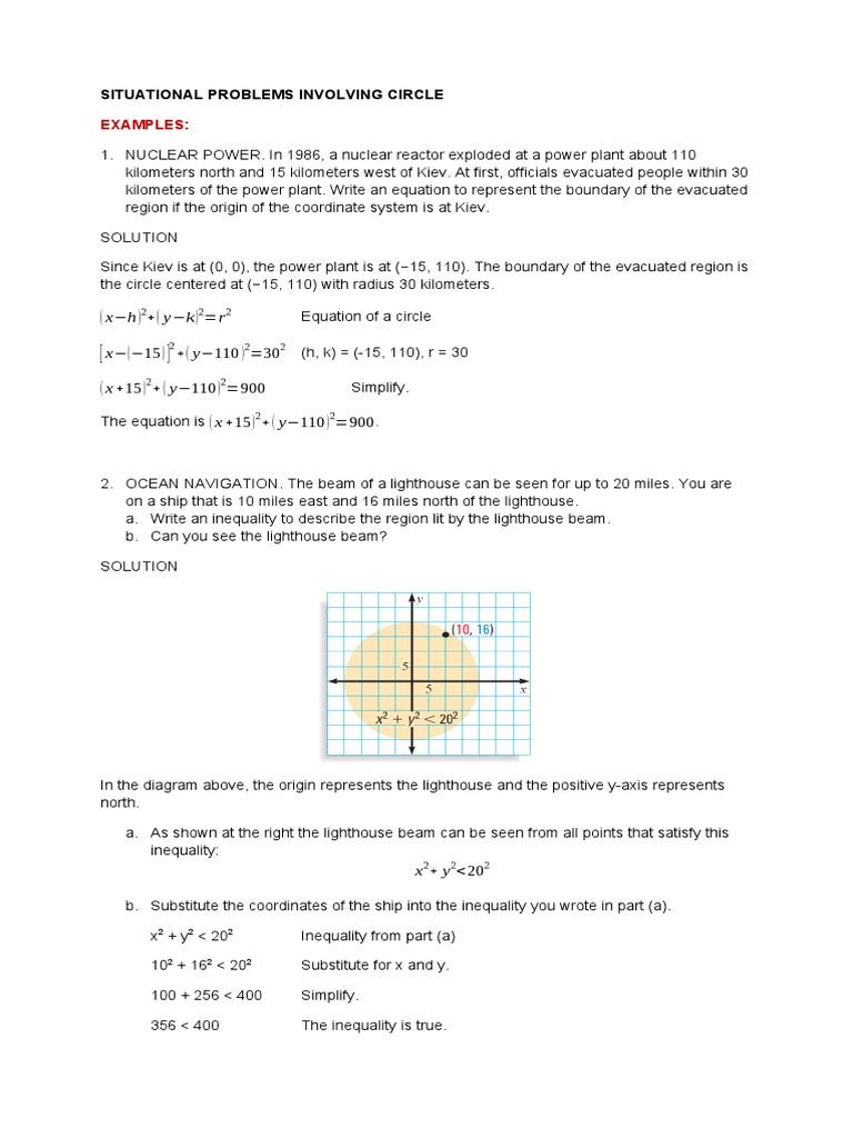 Problems Involving Circle | PDF | Circle | Equations