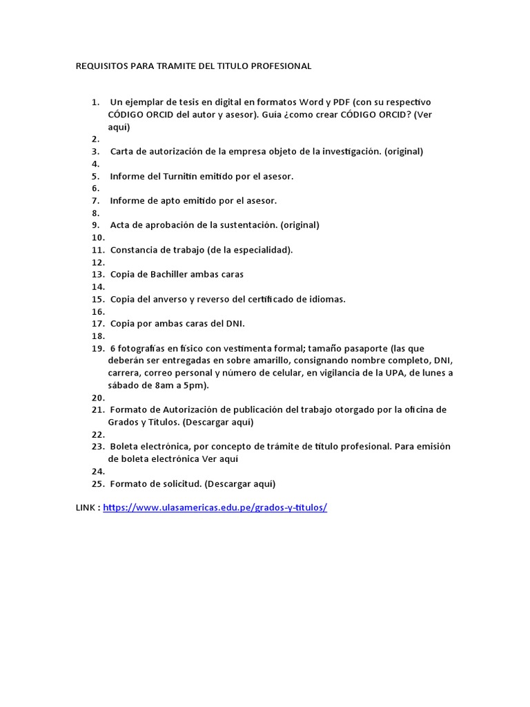 Requisitos para Tramite Del Titulo Profesional | PDF Requisitos para Tramite Del Titulo Profesional | PDF
