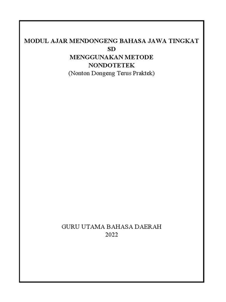 Contoh Modul Ajar Mendongeng | PDF