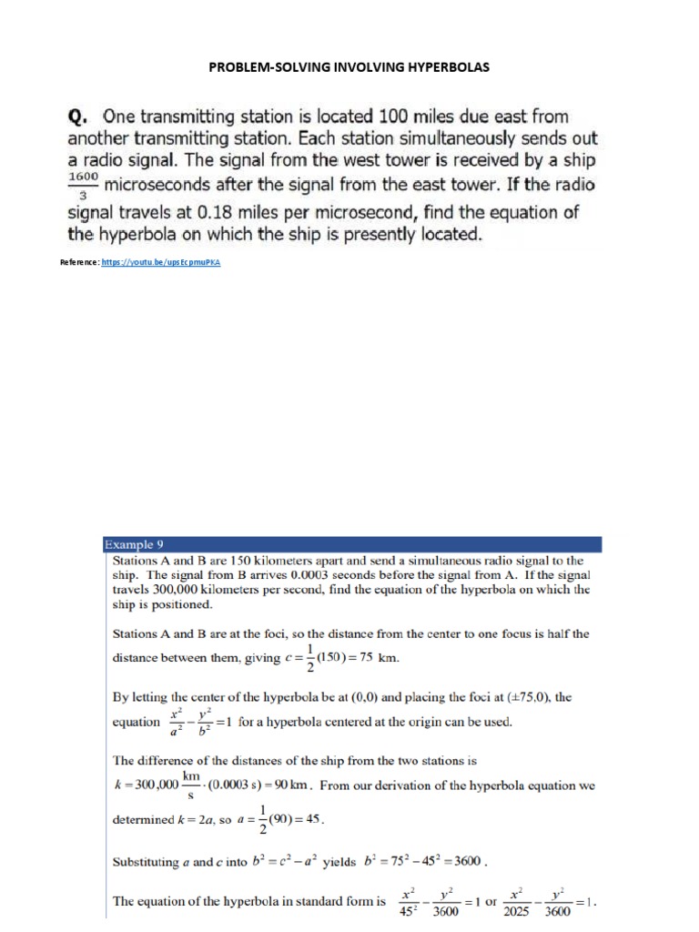 Problem Solving Involving Hyperbola | PDF