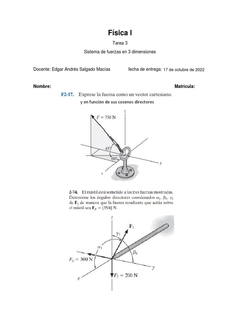 Tarea: Vectores y Cosenos Directores | PDF