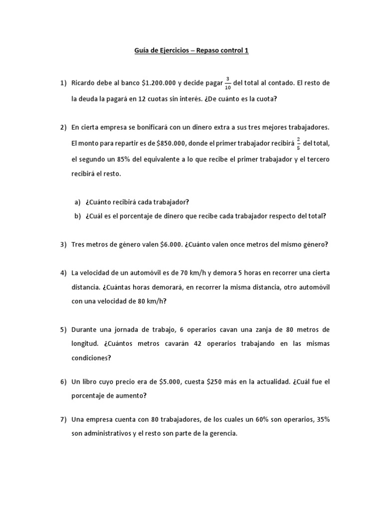 Ejercicios de Matemáticas Prácticas | PDF