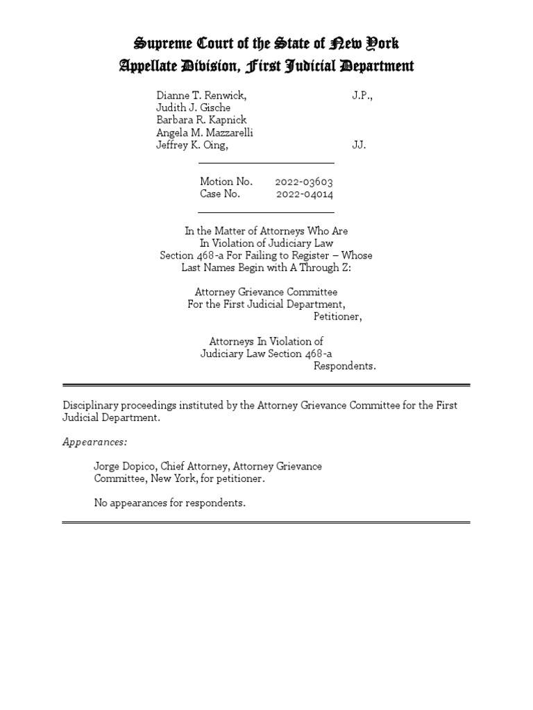 Supreme Court of The State of New York Appellate Division, First ...