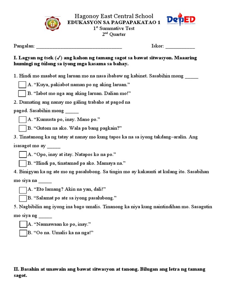 Esp 1 - Q2 - ST1 | PDF