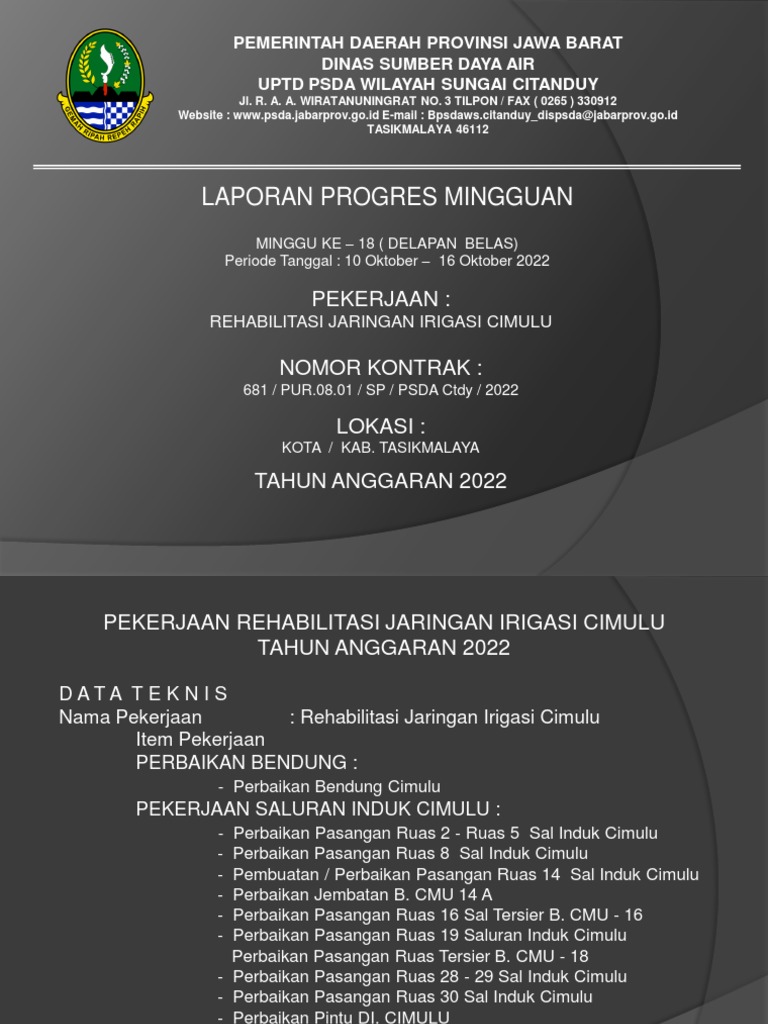 CONTOH PRESENTASI PROGRESS MINGGU KE | PDF