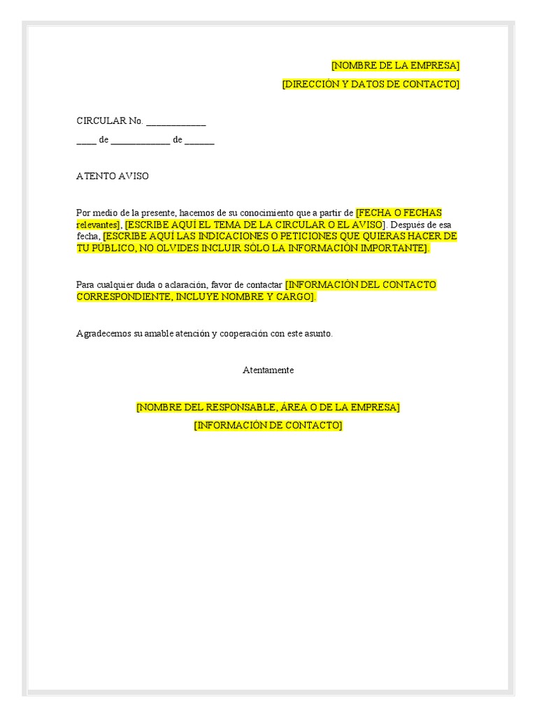 Formato Circular Obligatoria PDF | PDF