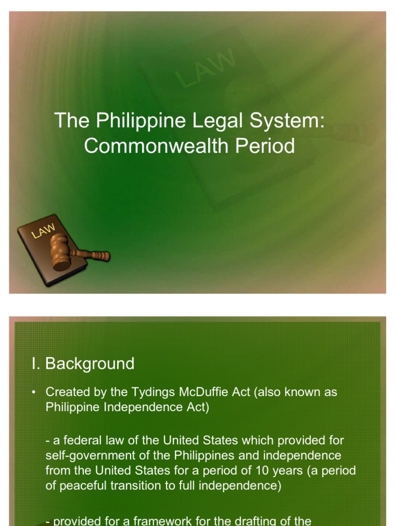 An Overview of the Philippine Legal System During the Commonwealth ...