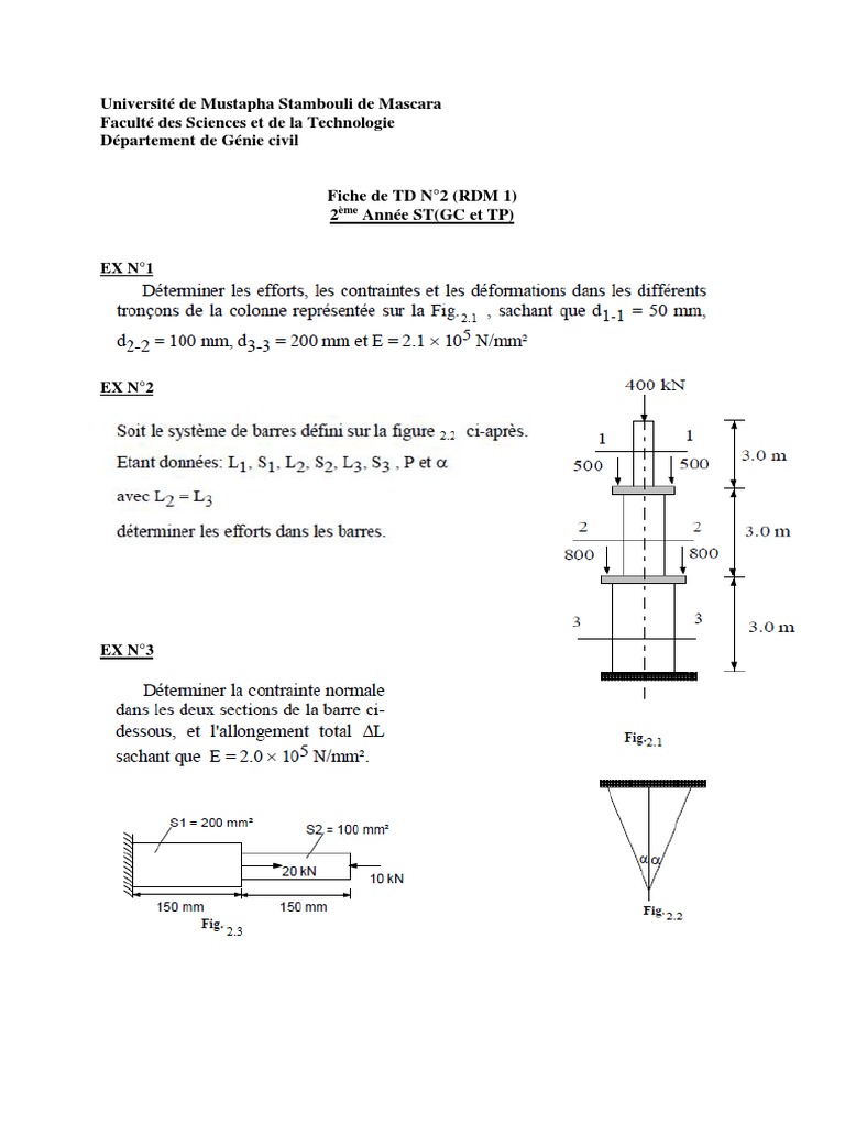 TD 02 RDM I Traction Et Compression | PDF | Technologie et ingénierie