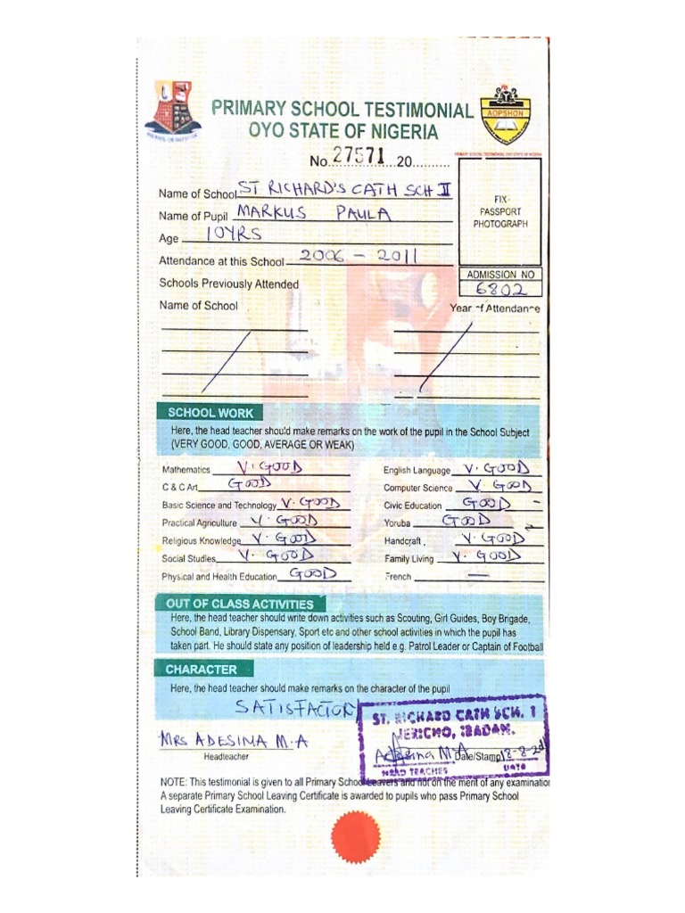 Primary School Testimonial | PDF