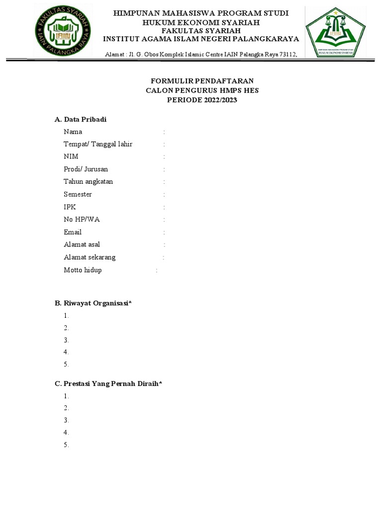 Formulir HMPS 2023-2024 | PDF