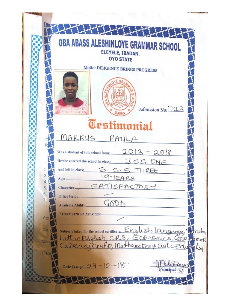 Oba Abass Aleshinloye Grammar School | PDF