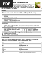 Note-taking Abbreviations List | PDF