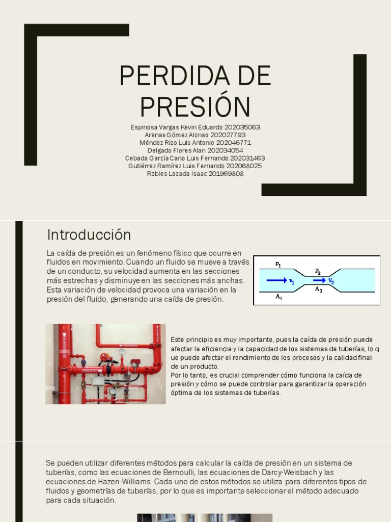 Pérdida de presión en flujos laminares y turbulentos | PDF ...