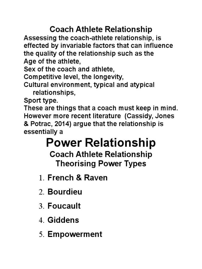 Coach Athlete Relationship | PDF