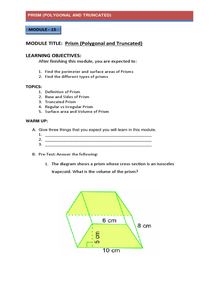 Geometry: Understanding Prisms | PDF | Area | Convex Geometry