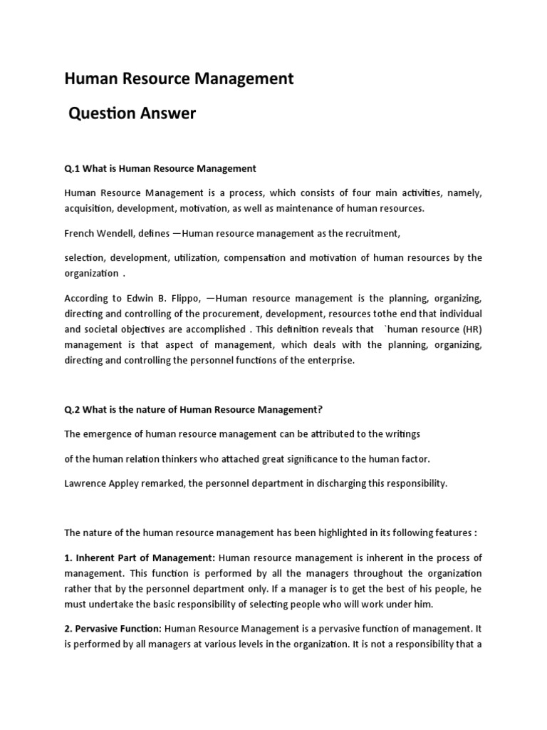 HRM-II With Question & Answer Bank MBA | PDF | Human Resources | Human ...