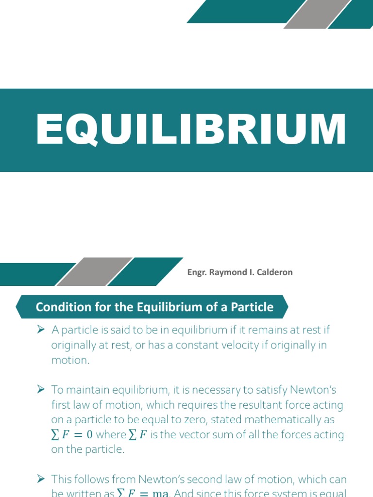 Equations of Equilibrium: Understanding the Conditions for Static Equilibrium of Particles and ...