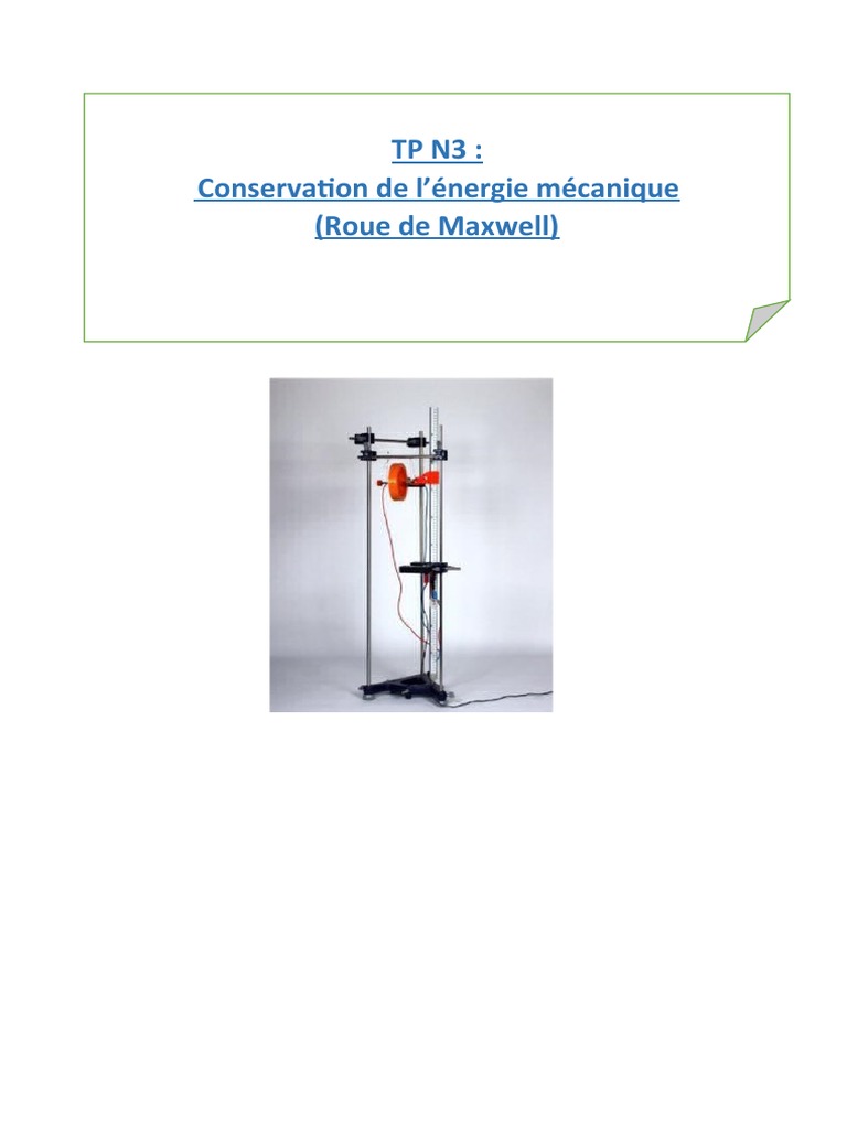 Conservation Énergie: Roue de Maxwell | PDF | Rotation | Masse