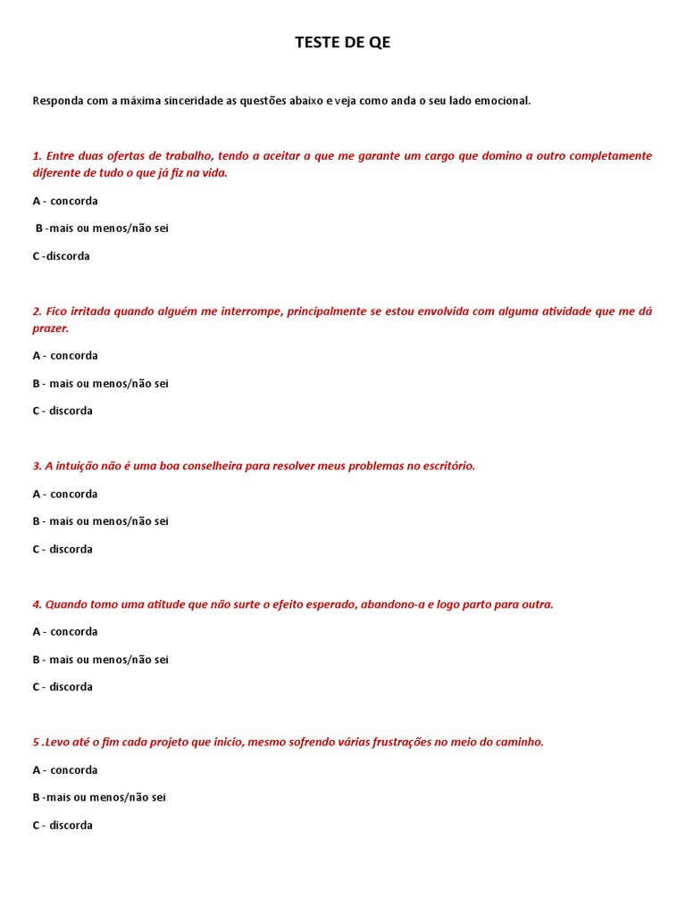 Teste de Qi | PDF | Emoções | Inteligência