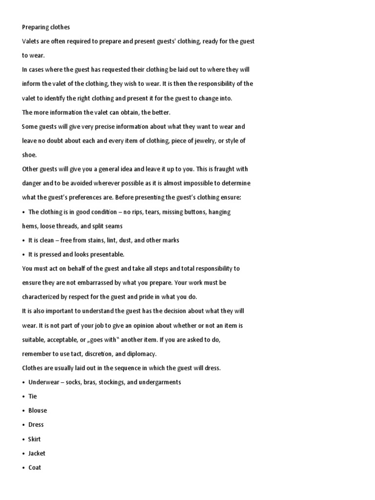 Preparing Clothes and Shoes | PDF