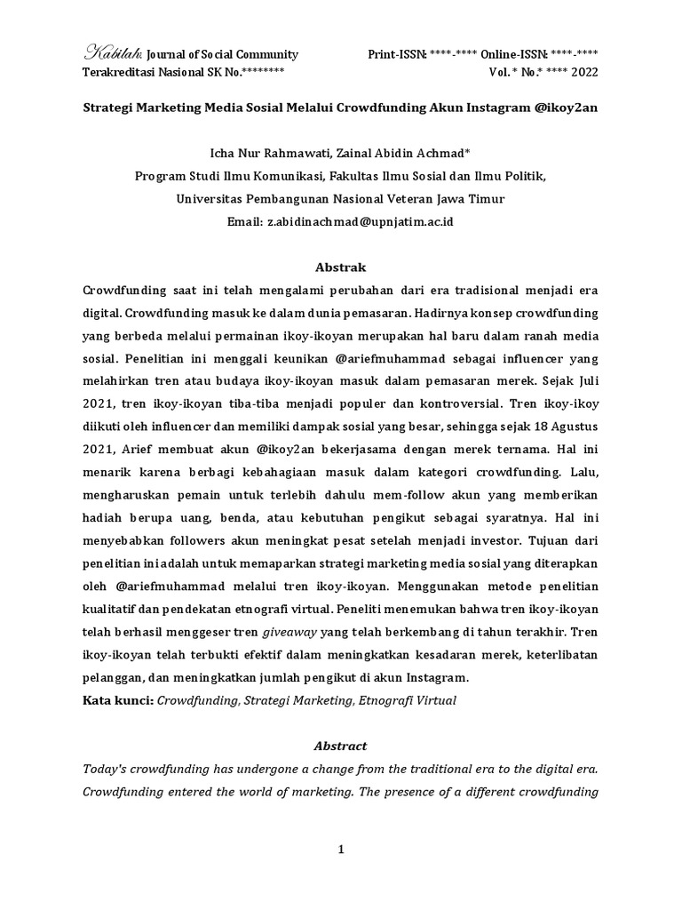 (281122) Jurnal Strategi Marketing Media Sosial Melalui Crowdfunding ...