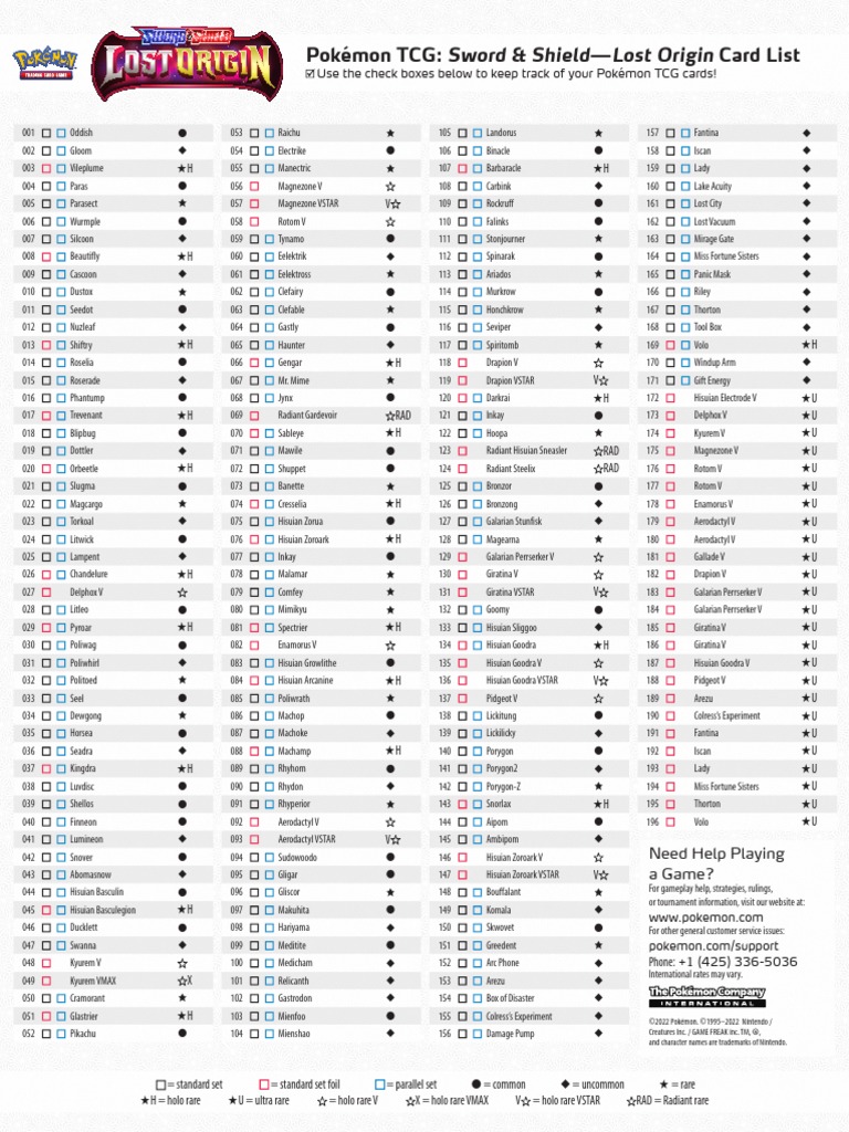 Lost Origin Card List PDF | PDF