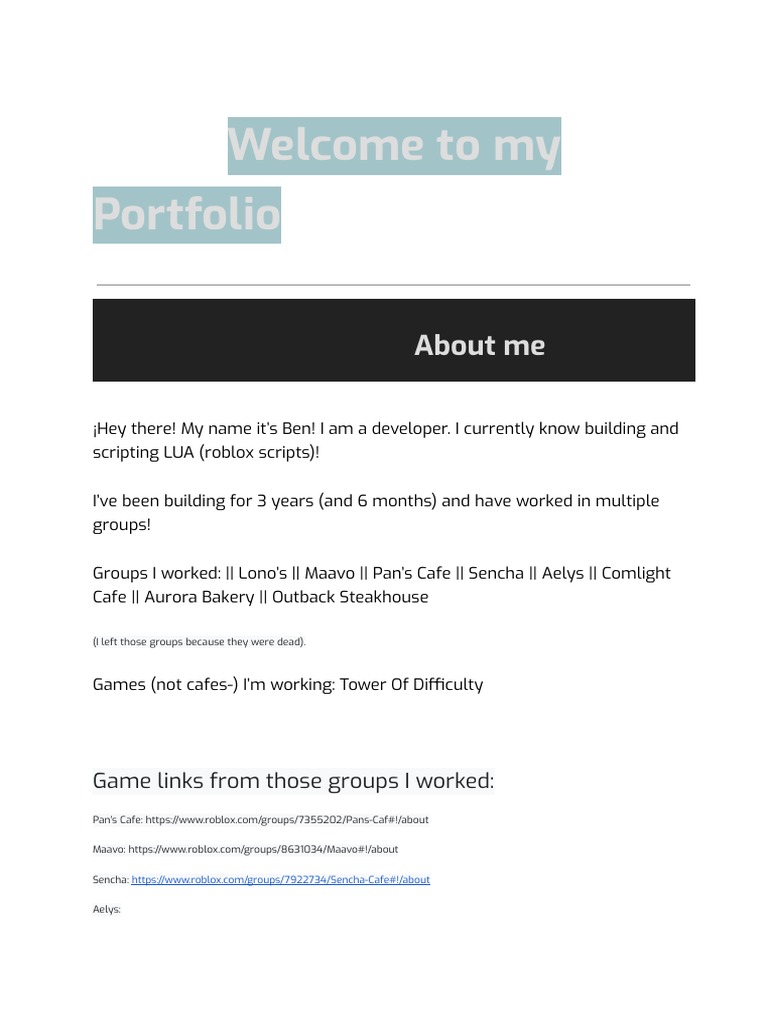 Developer Portfolio | PDF