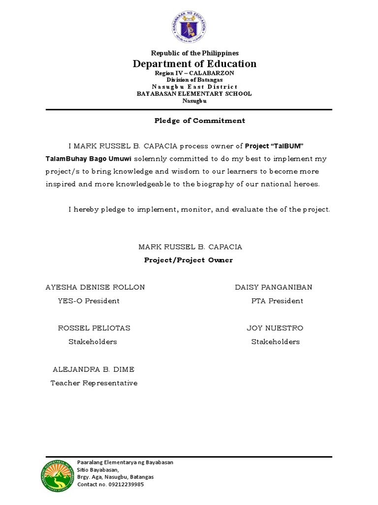 MRBC Pledge of Commitment Projects | Download Free PDF | Learning ...