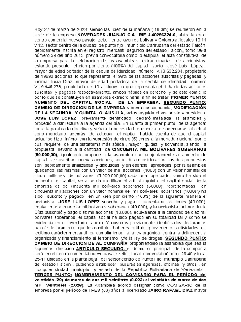 Asamblea Juanjo Juanjo | PDF | Finanzas y dinero | Derecho