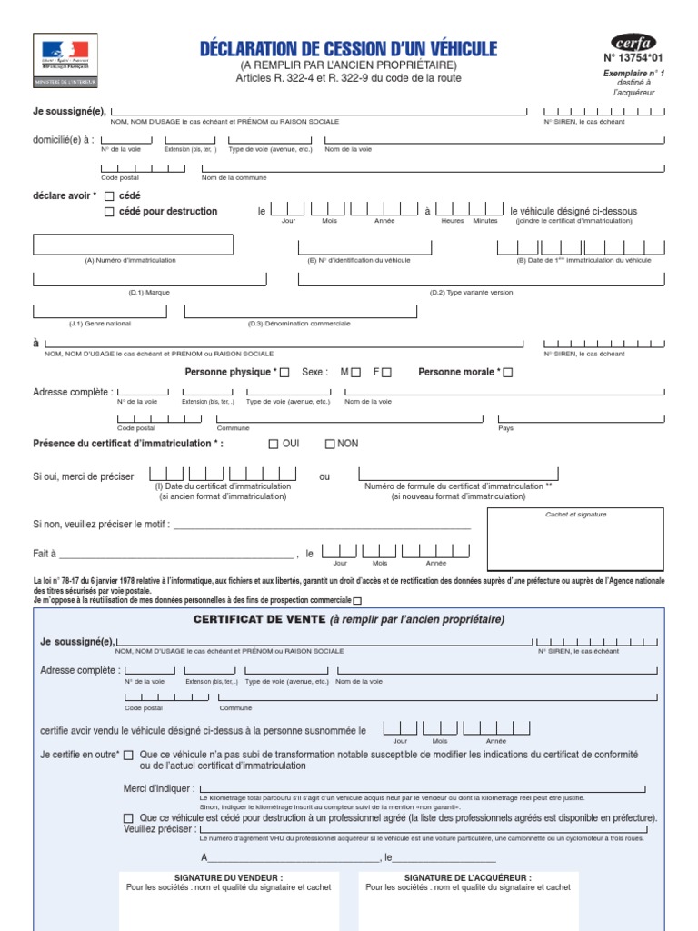 Declaration Cession Cerfa 13754 01