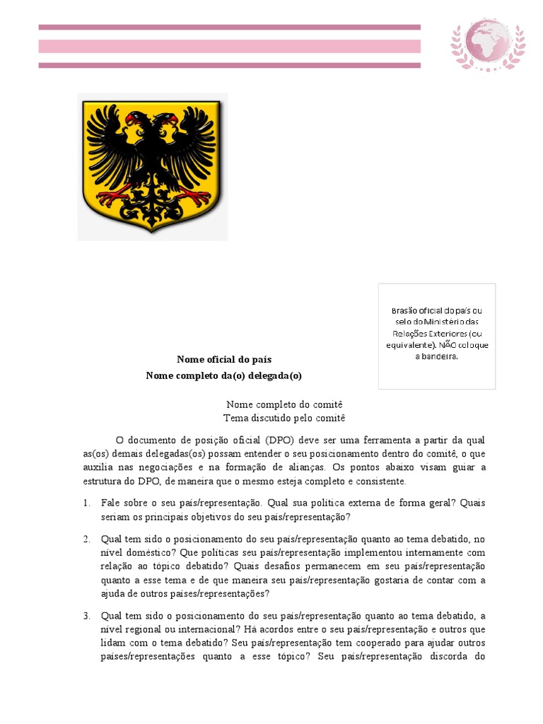 (MODELO) Documento de Posição Oficial - SONUC 2021 | PDF