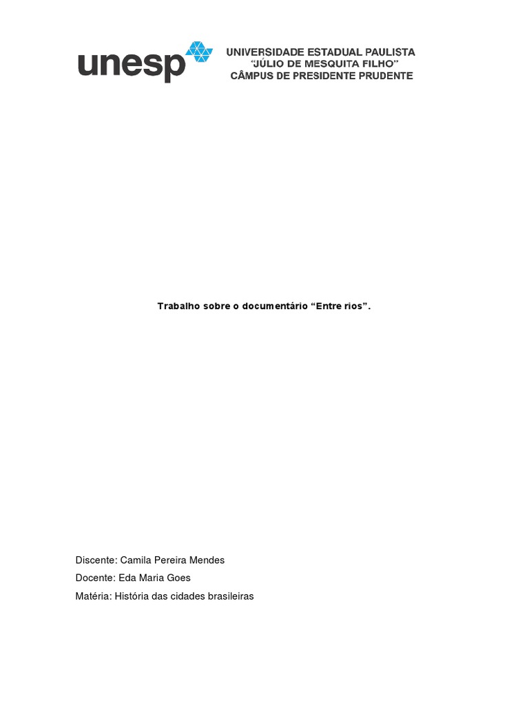 Trabalho Sobre o Documentário "Entre Rios" | PDF | São Paulo | Cidade