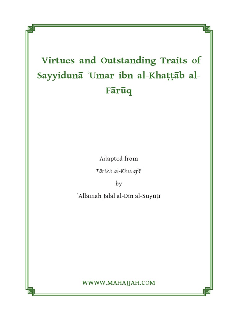 Virtues and Outstanding Traits of Sayyiduna Umar Final | PDF | Umar | Prophets And Messengers In ...