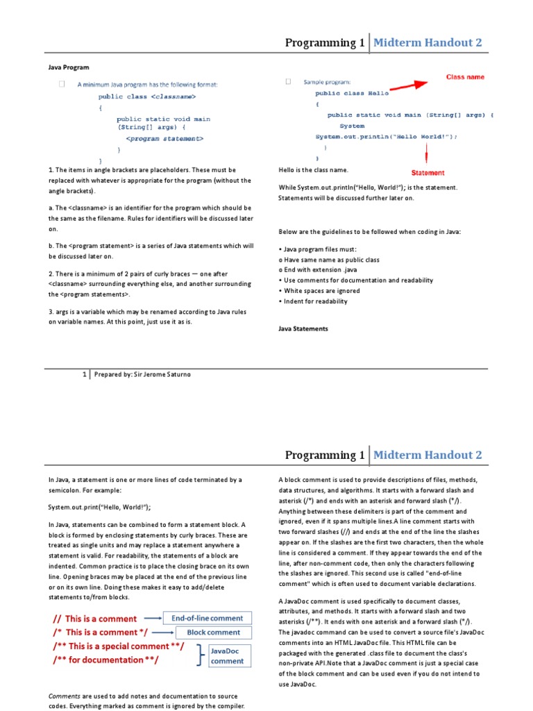 Programming1 Midterm Handout2 Pdf Data Type Integer Computer Science