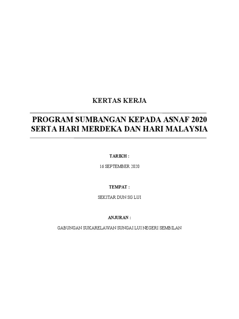 KERTAS KERJA Sumbangan Asnaf Hari Merdeka | PDF