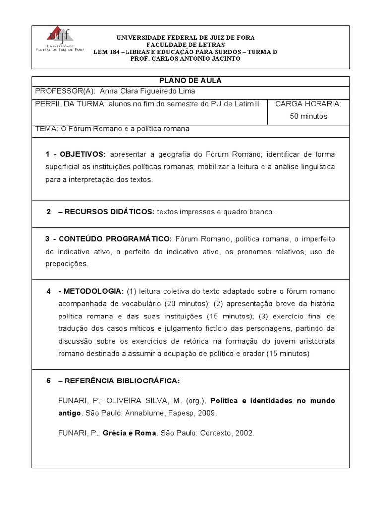 Modelo Plano de Aula (2) | PDF