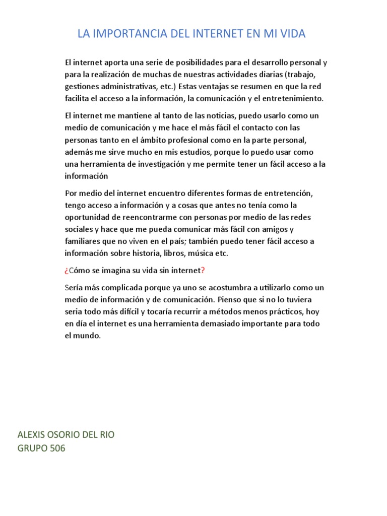 Ensayo - Importancia Del Internet | PDF