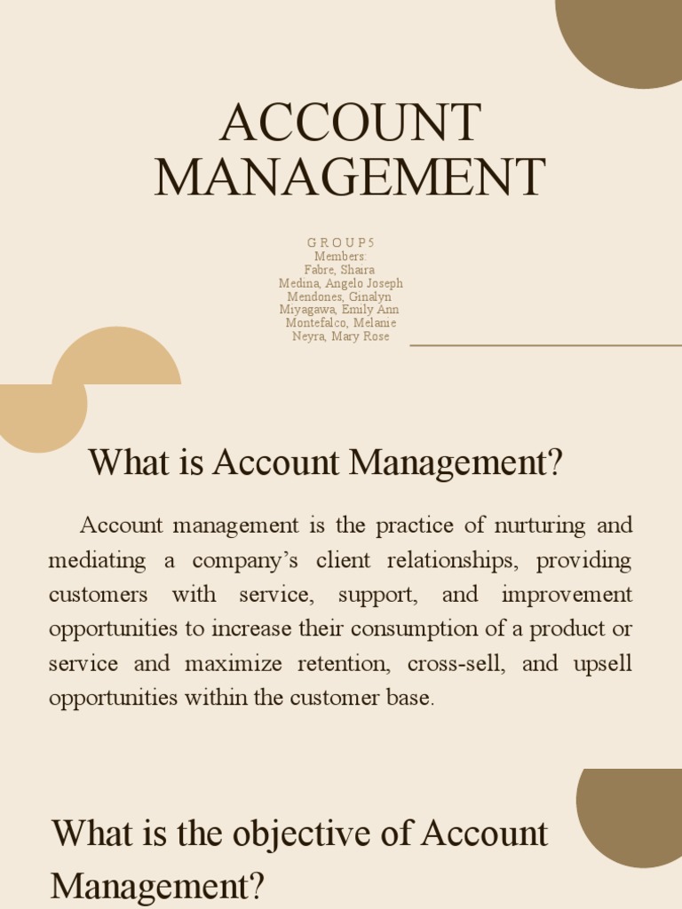 Presentation of Account Management | PDF