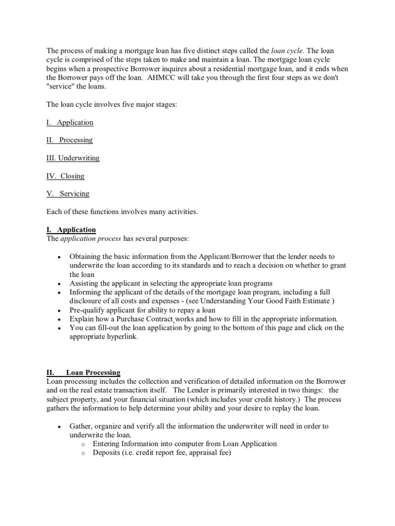 Loan Life Cycle | PDF | Loans | Mortgage Loan