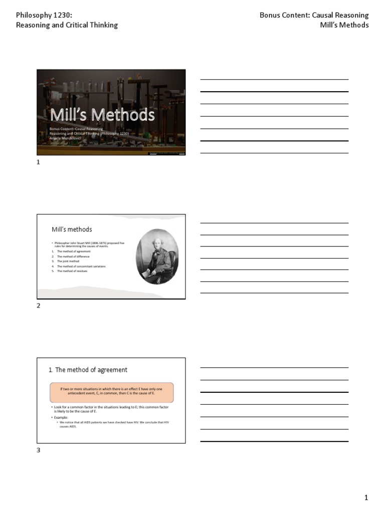 Mill's Methods: Causal Reasoning Guide | PDF | Reason | Experiment