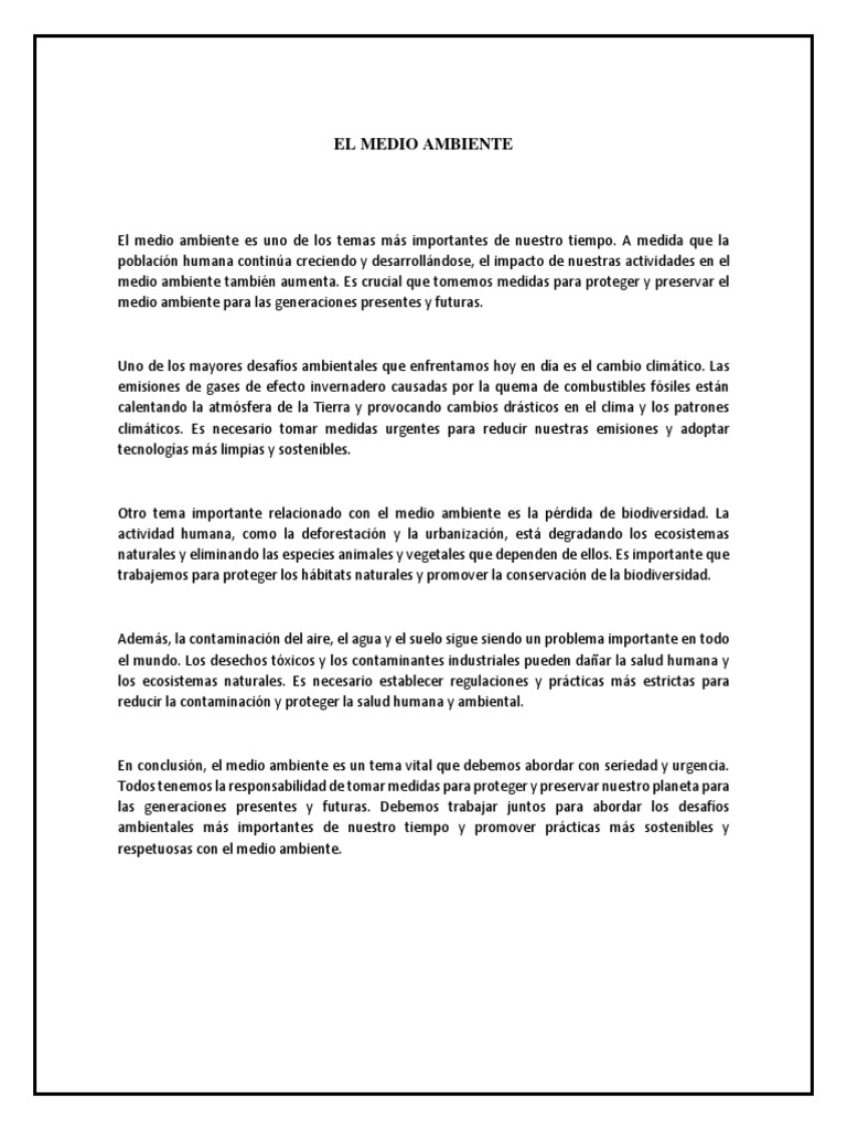 Desafíos y acciones por el medio ambiente | PDF