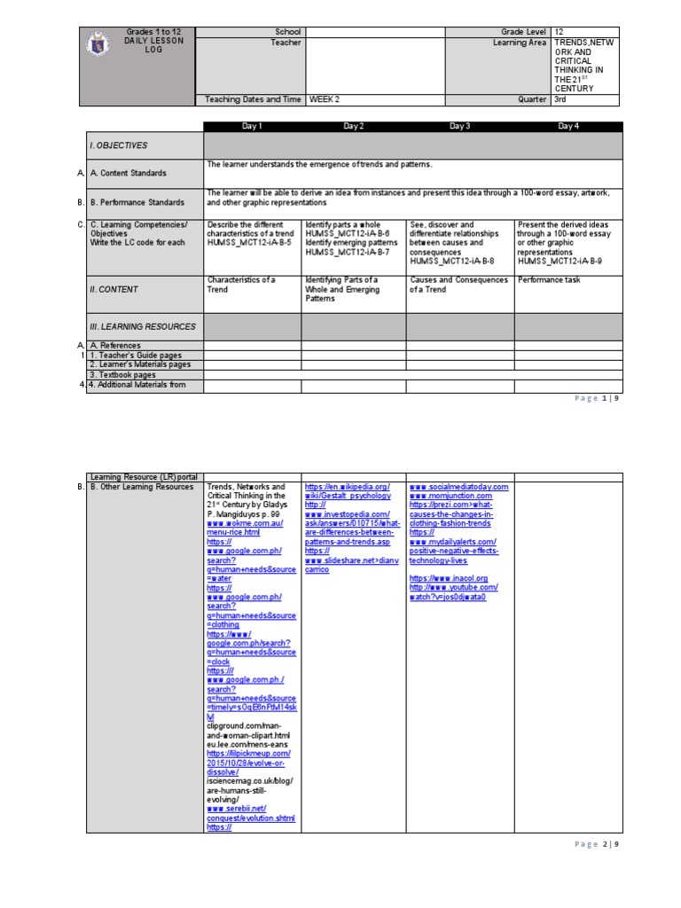 Analyzing Trends, Patterns, and Relationships: A Lesson on Identifying Characteristics of Trends ...