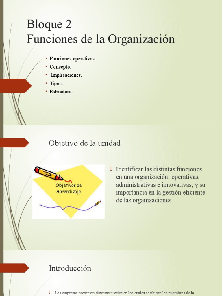 Bloque 2 Funciones de La Organización: Funciones Operativas. Concepto ...