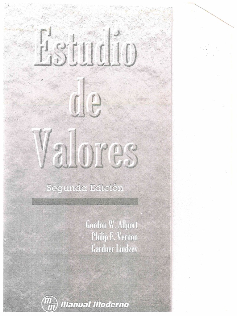 Manual de Aplicación e Interpretación Prueba de Valores Allport | PDF